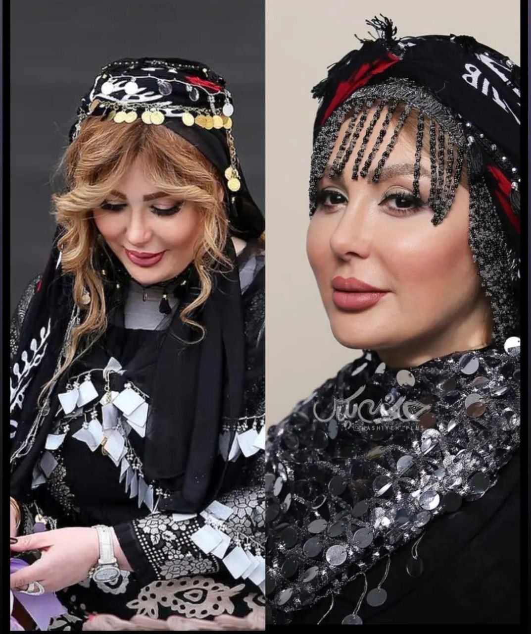 غوغای نیوشا ضیغمی با لباس کردی زنانه در یک جشن محلی عکس